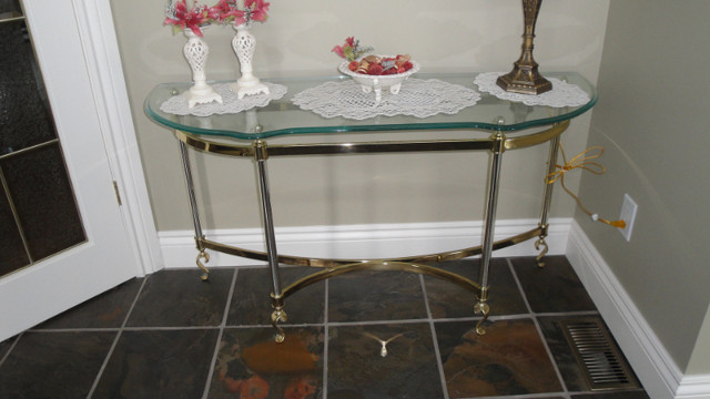 Tres belle table Console en verre et laiton - Tres belle table Console ...