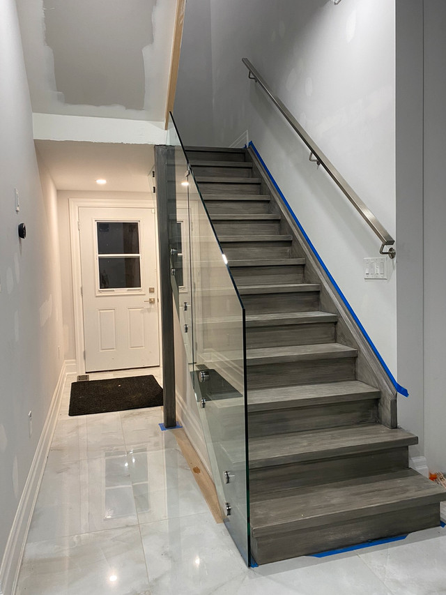 GLASS RAILING STAIRS DECKS OFFICE ENTRANCES PARTITIONS ENCLOSURE ...