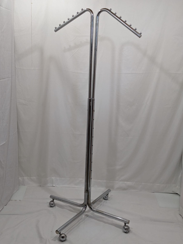 Heavy duty 2 arm waterfall clothing rack on wheels - Heavy duty 2 arm ...