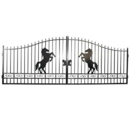 20FT Driveway Iron Gate Horse Artwork - Driveway Iron Gate Fences Gates ...